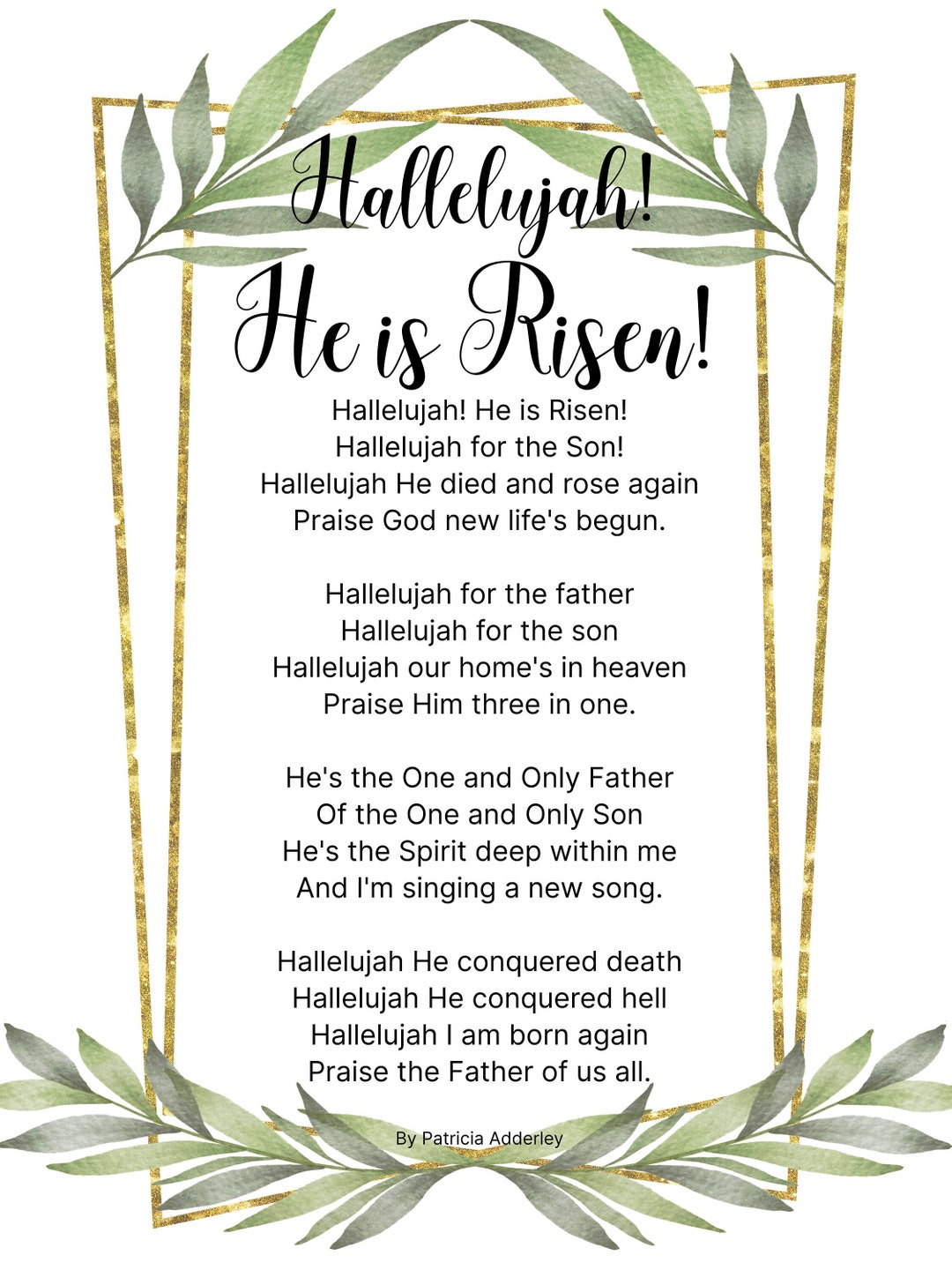 Hallelujah He is Risen Resurrection Easter Poem,, Floral Framed Art ...