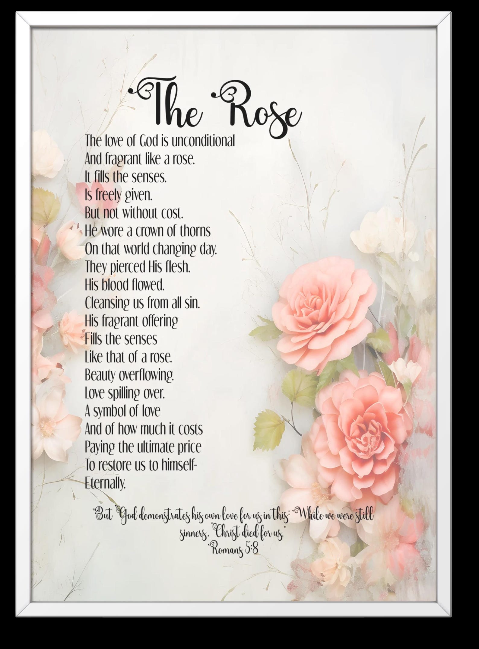 The Rose Christian Poem About God's Love Digital Print Christianity ...