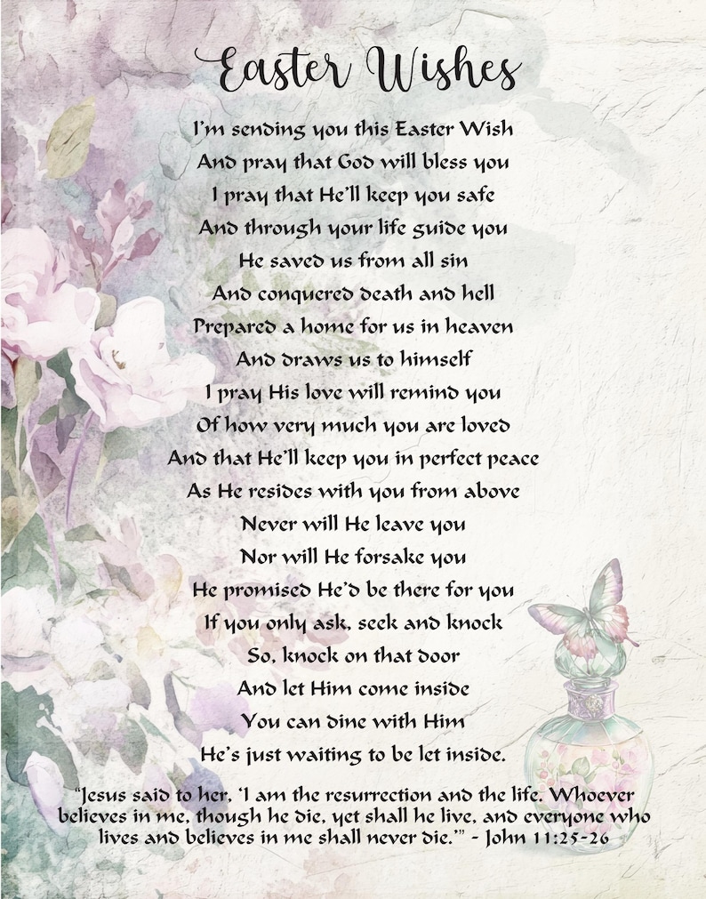 Easter Wishes Printable Easter Poems Artful Christian Printables ...
