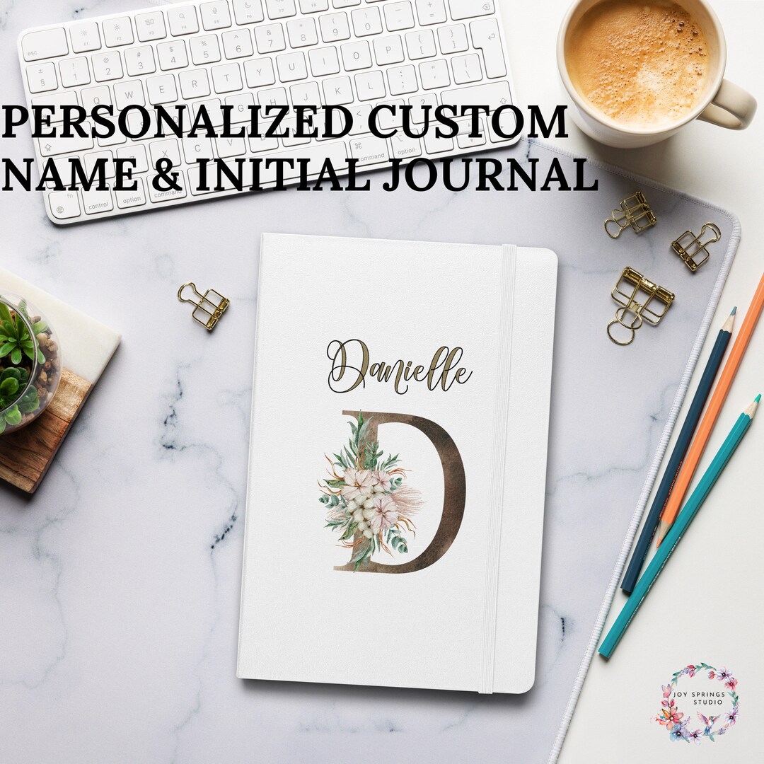 Elegant Flowered Monogram Personalized Hardcover Notebook, Hardcover ...