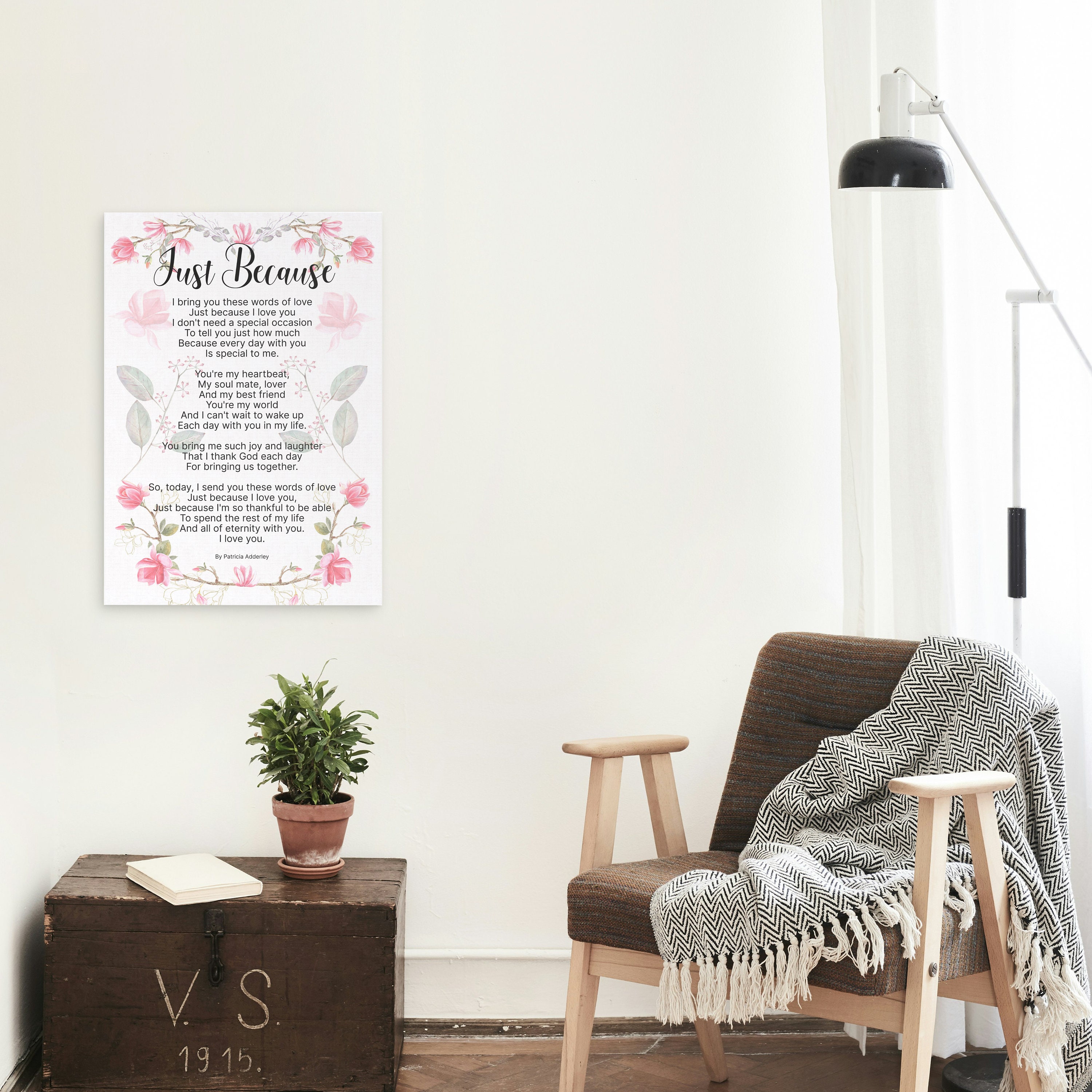 Just Because Love Poem Anniversary Gift for Her, Romantic Love Poem ...