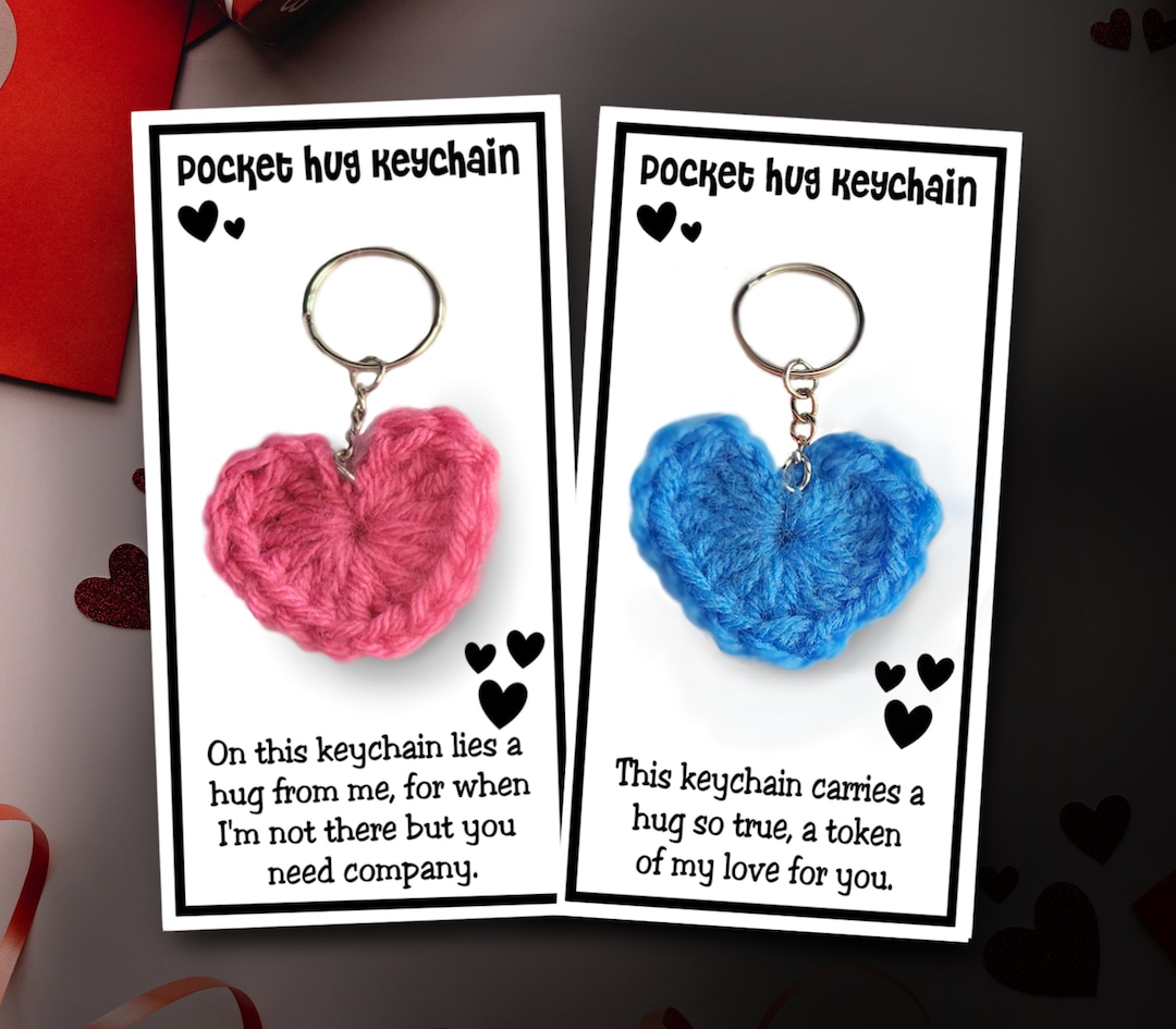 Crochet Pocket Hug Keychain Pattern: Heart, Quotes Included (PDF ...