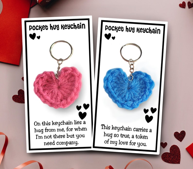 Crochet Pocket Hug Keychain Pattern: Heart, Quotes Included (PDF ...