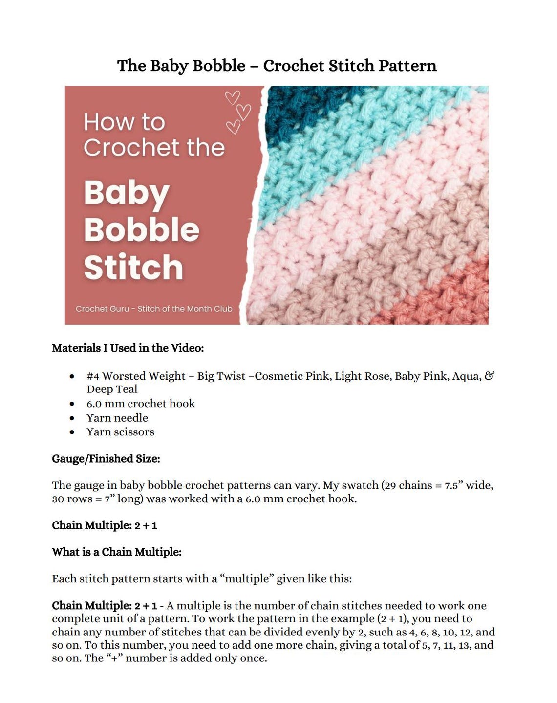 Baby Bobble Stitch Crochet Pattern: Easy Blanket & Scarf PDF + Video ...