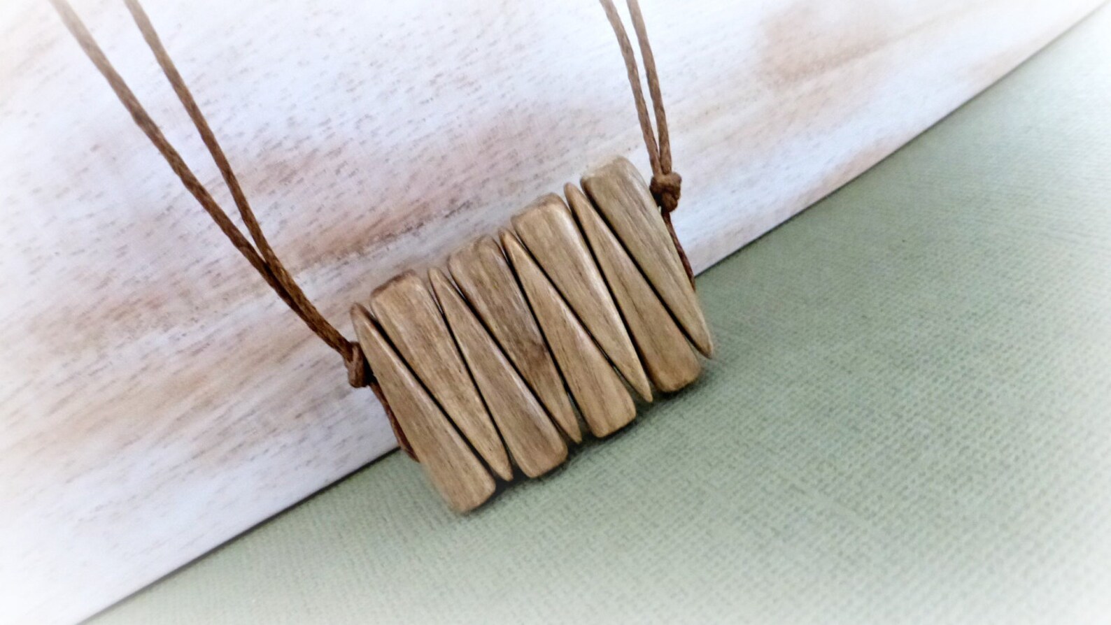 Boho Green Wood Choker 5th Anniversary Gift Geometric Wood | Etsy