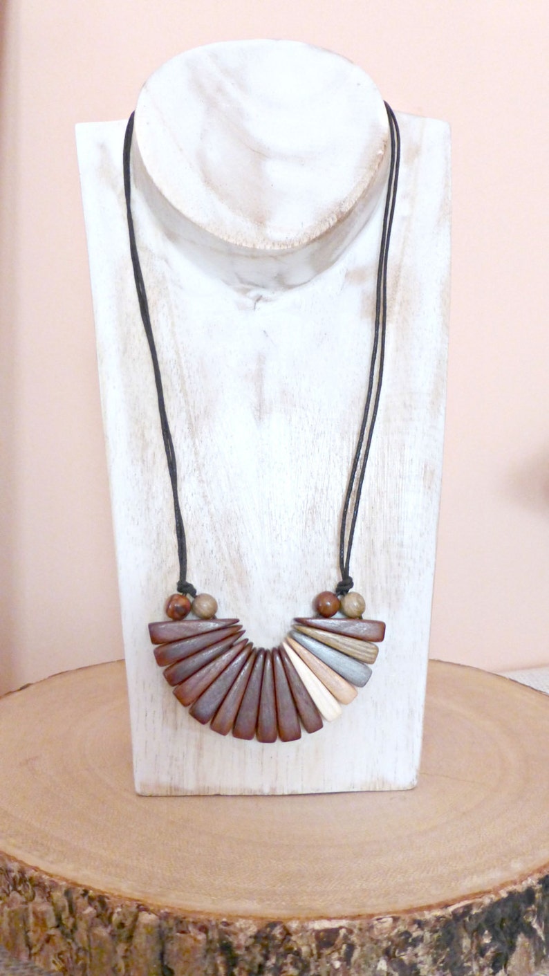Wood bib choker 5th Wood anniversary gift Wooden necklace | Etsy