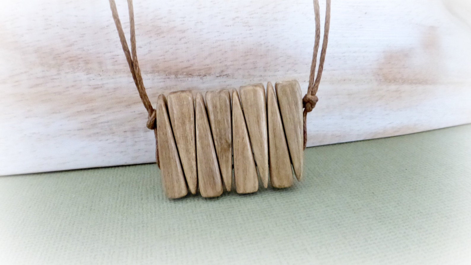 Boho Green Wood Choker 5th Anniversary Gift Geometric Wood | Etsy