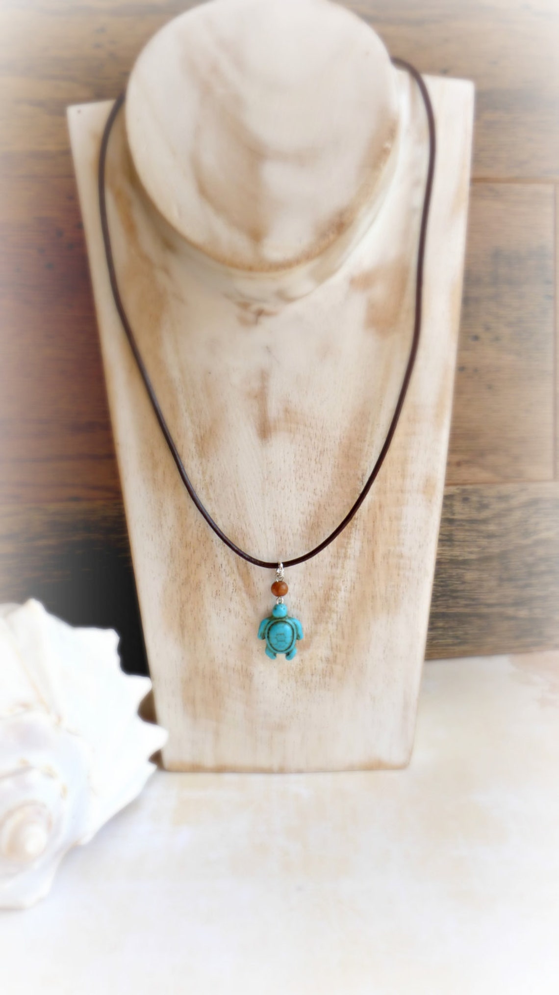 Turquoise Wood Turtle Necklace Sea Turtle Jewellery Boho - Etsy