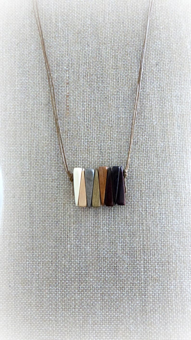 Boho Cord Choker Bohemian Wood Necklace Geometric Necklace | Etsy