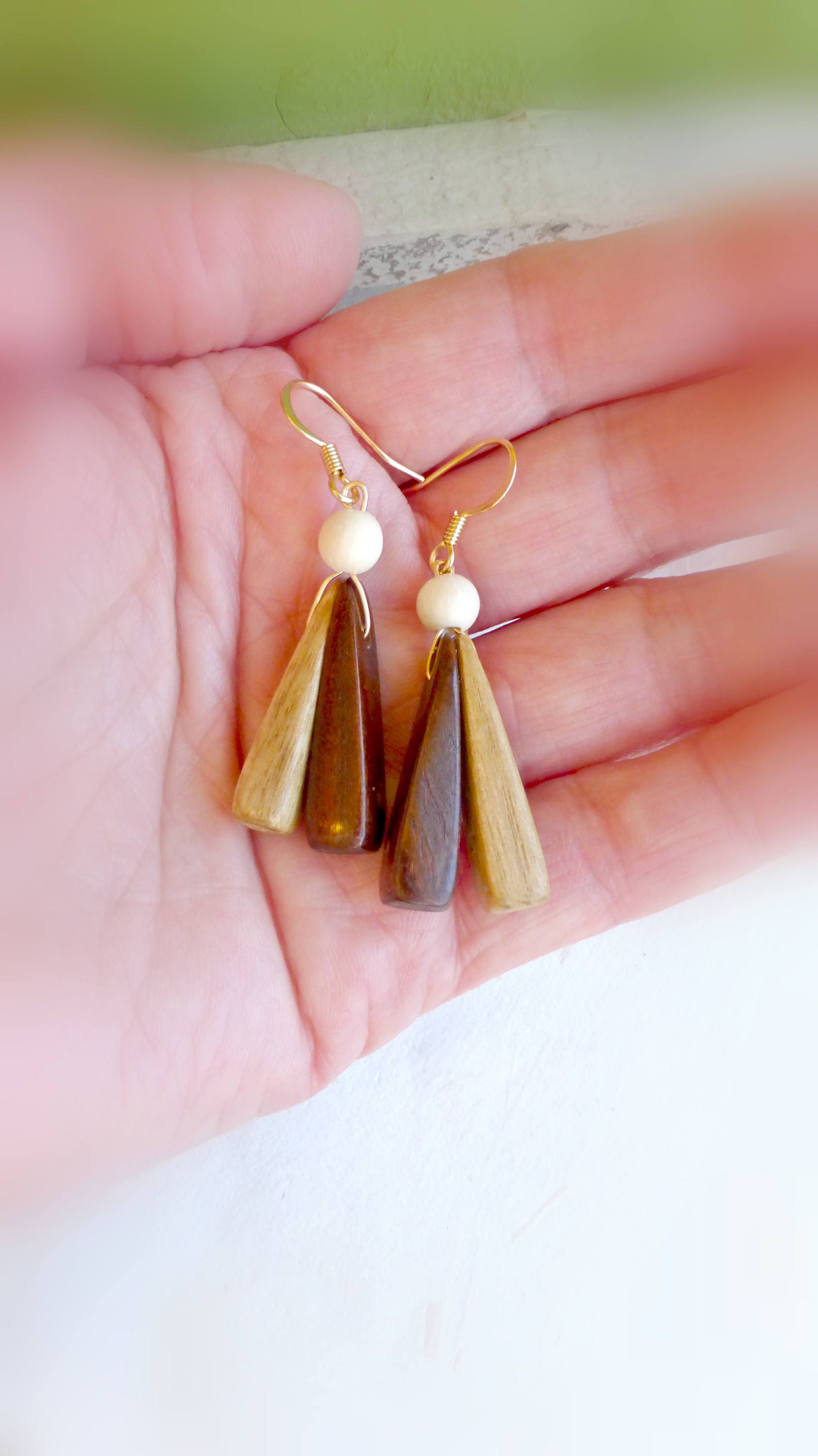 Wooden Earrings, Simple Wood Earrings ,dangle Wood Earrings Geometric ...