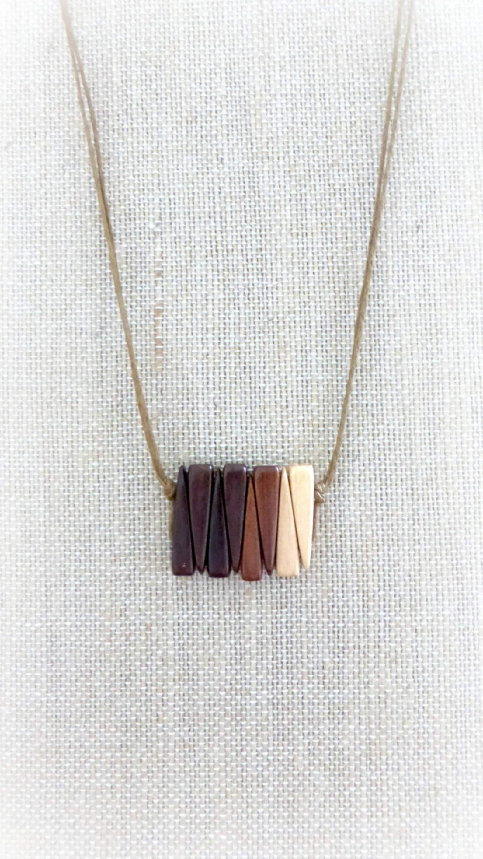 Mahogany Wood Necklace , Boho Choker for Her , 5th Anniversary Gift ...