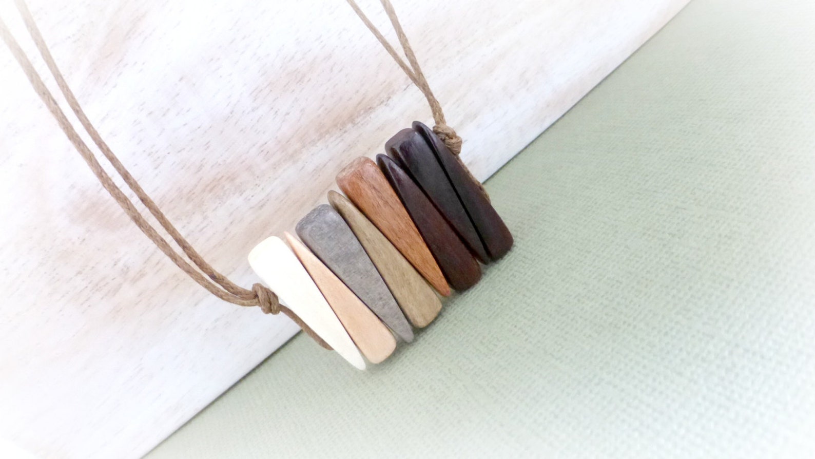 Boho Cord Choker Bohemian Wood Necklace Geometric Necklace Tribal ...