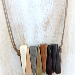 Boho Cord Choker Bohemian Wood Necklace Geometric Necklace Tribal ...