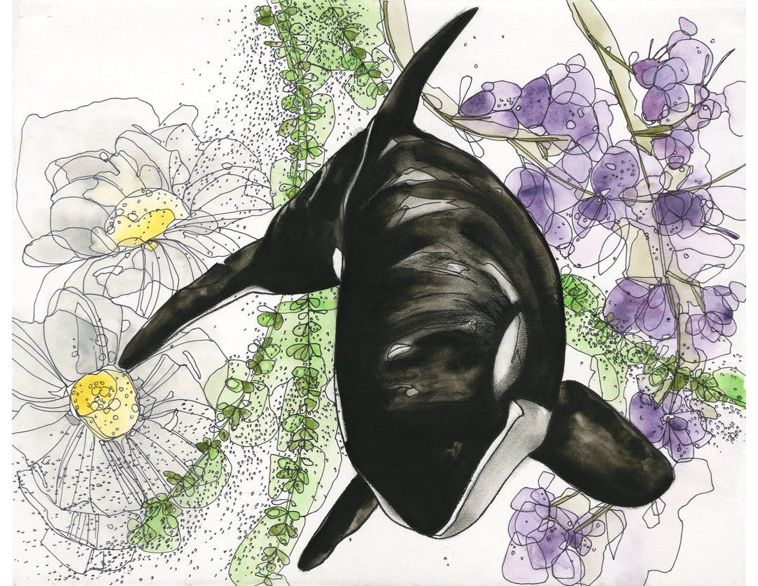 Flower Orca Thyme Killer Whale Killer Whale Print Orca - Etsy