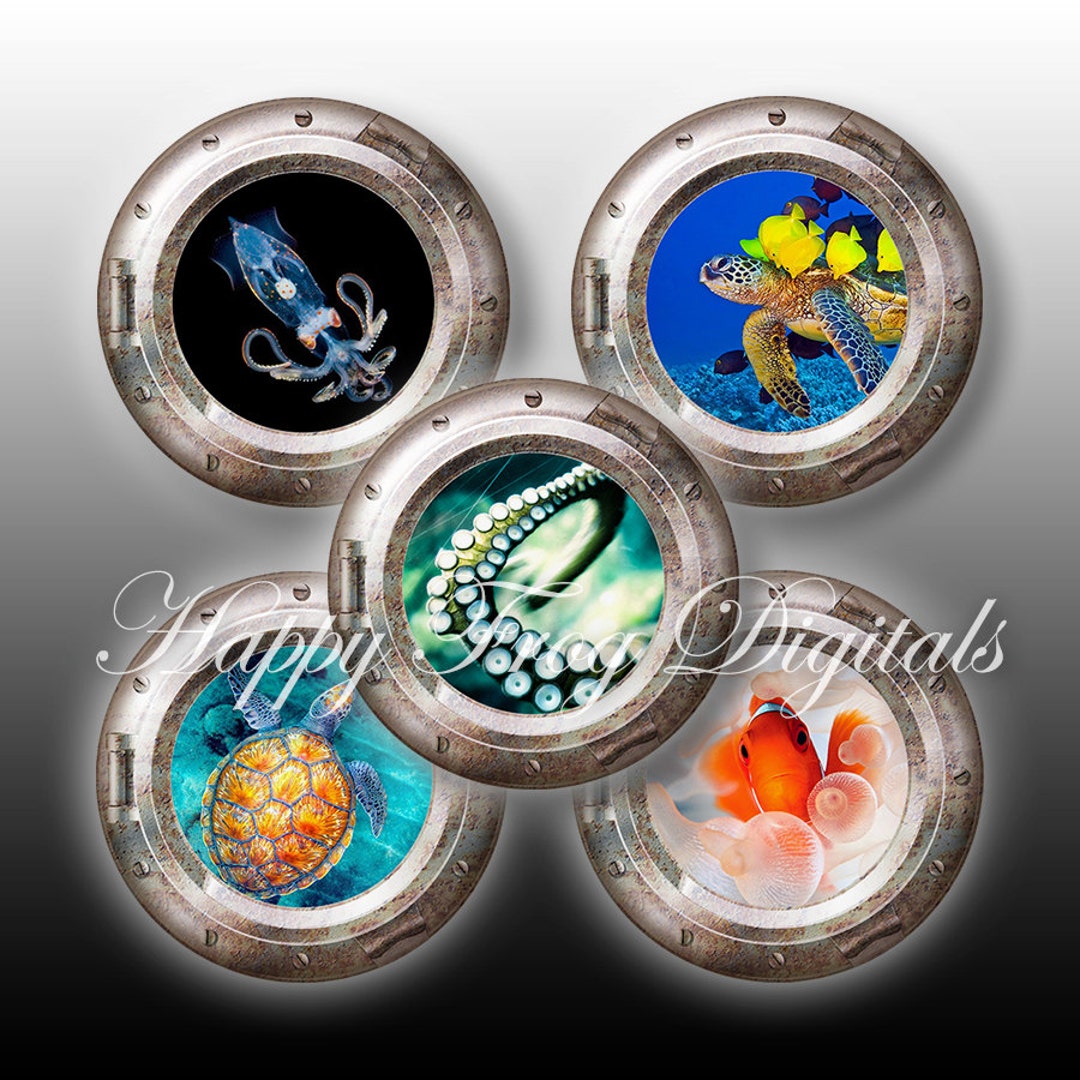 Undersea - 1.5", 1", 25 Mm, 30 Mm Circles - Digital Collage Sheet - 367 ...