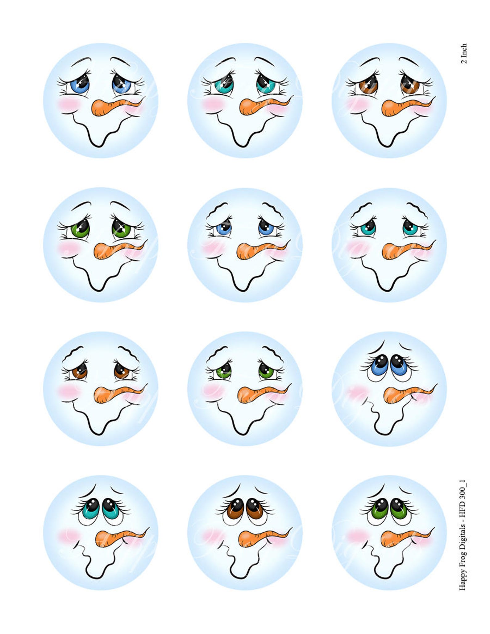 Snowmen Faces - Set 1 - 2.5", 2" - 300 HFD - Printable Download ...