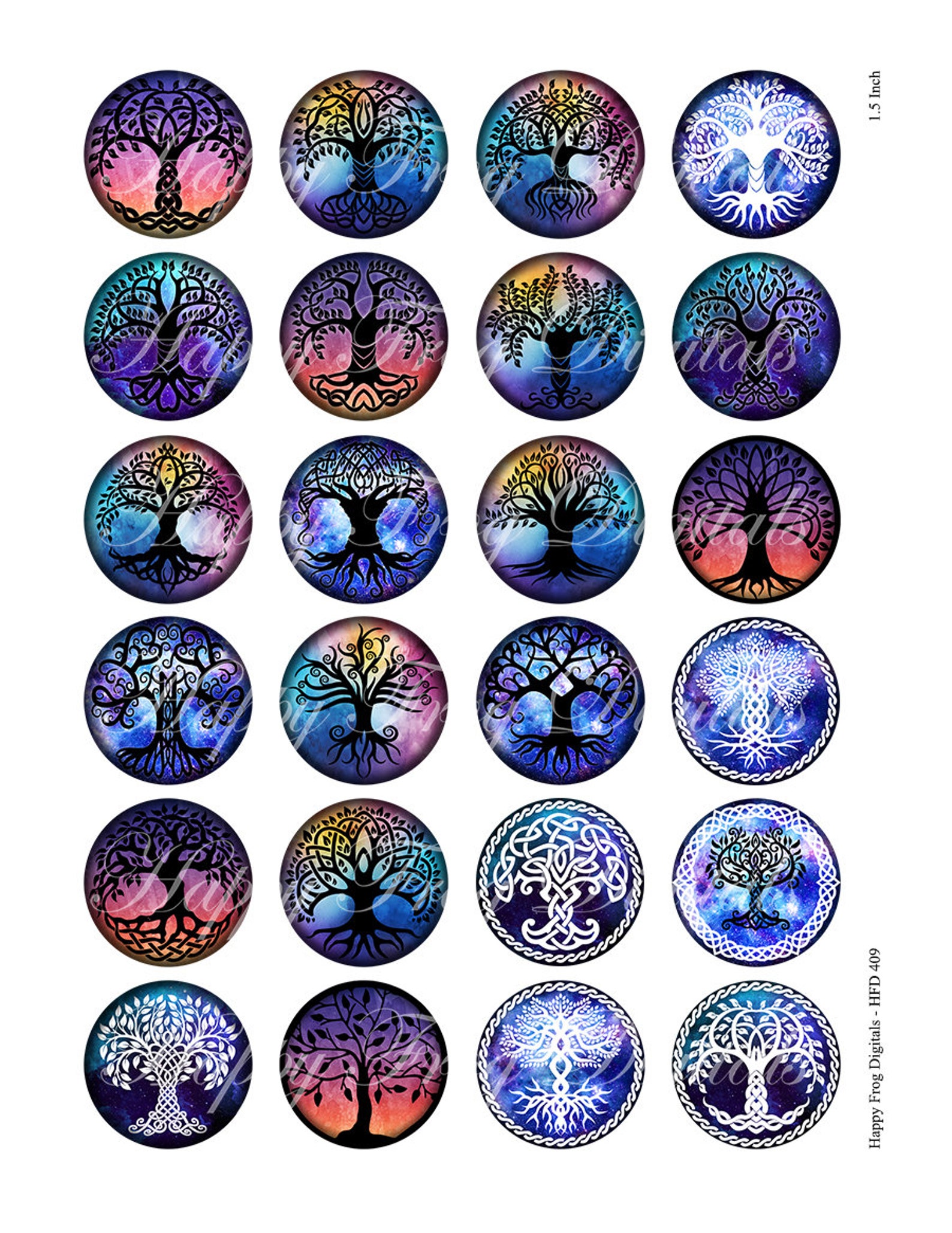 Tree of Life - 1.5", 1", 30 Mm, 25 Mm Circles - Digital Collage Sheet ...