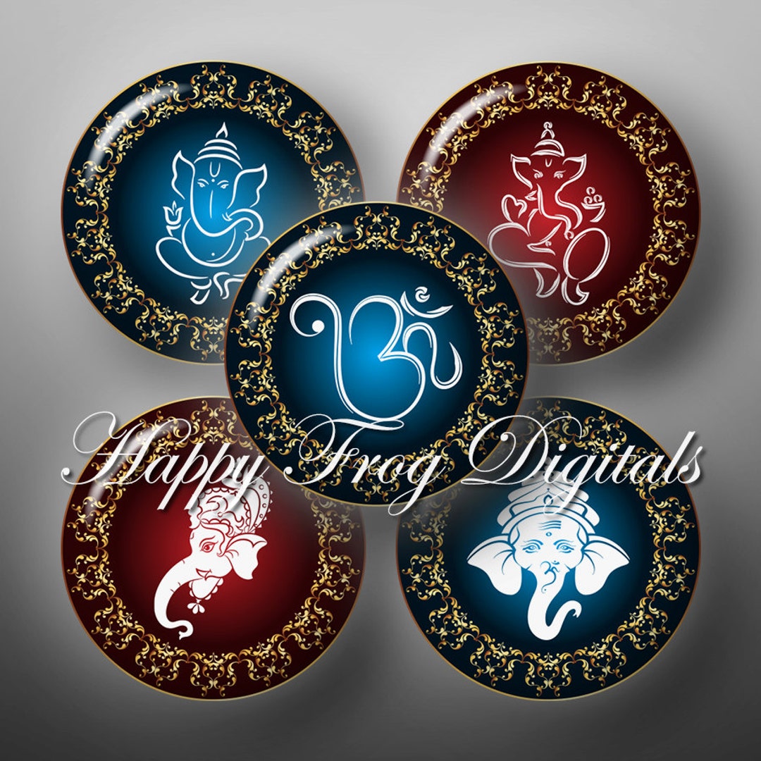 Lord Ganesha - 1.5", 1", 30 Mm, 25 Mm Circles - Digital Collage Sheet ...