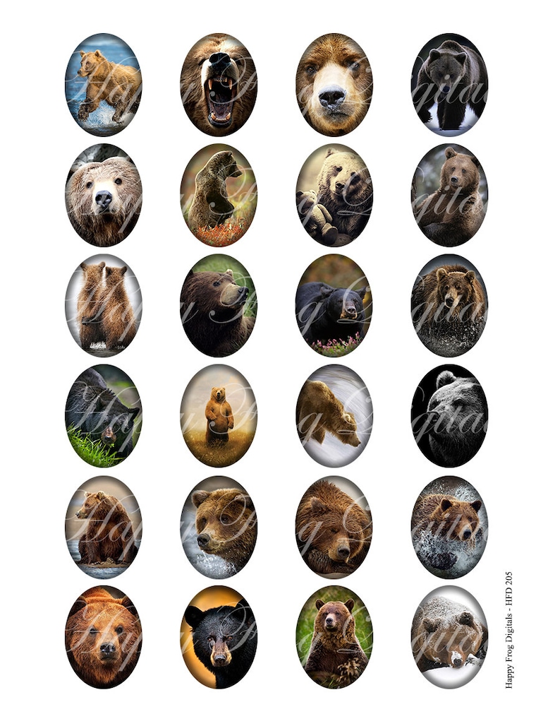 Bears - 30x40, 18x25 and 13x18 Mm Ovals - Digital Collage Sheet - 205 HFD - Printable Download ...