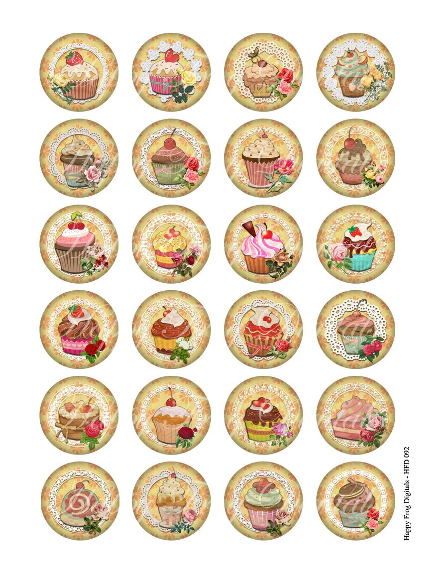 Cupcakes - 1.5", 1", 25 Mm, 30 Mm Circles - Digital Collage Sheet 092 ...