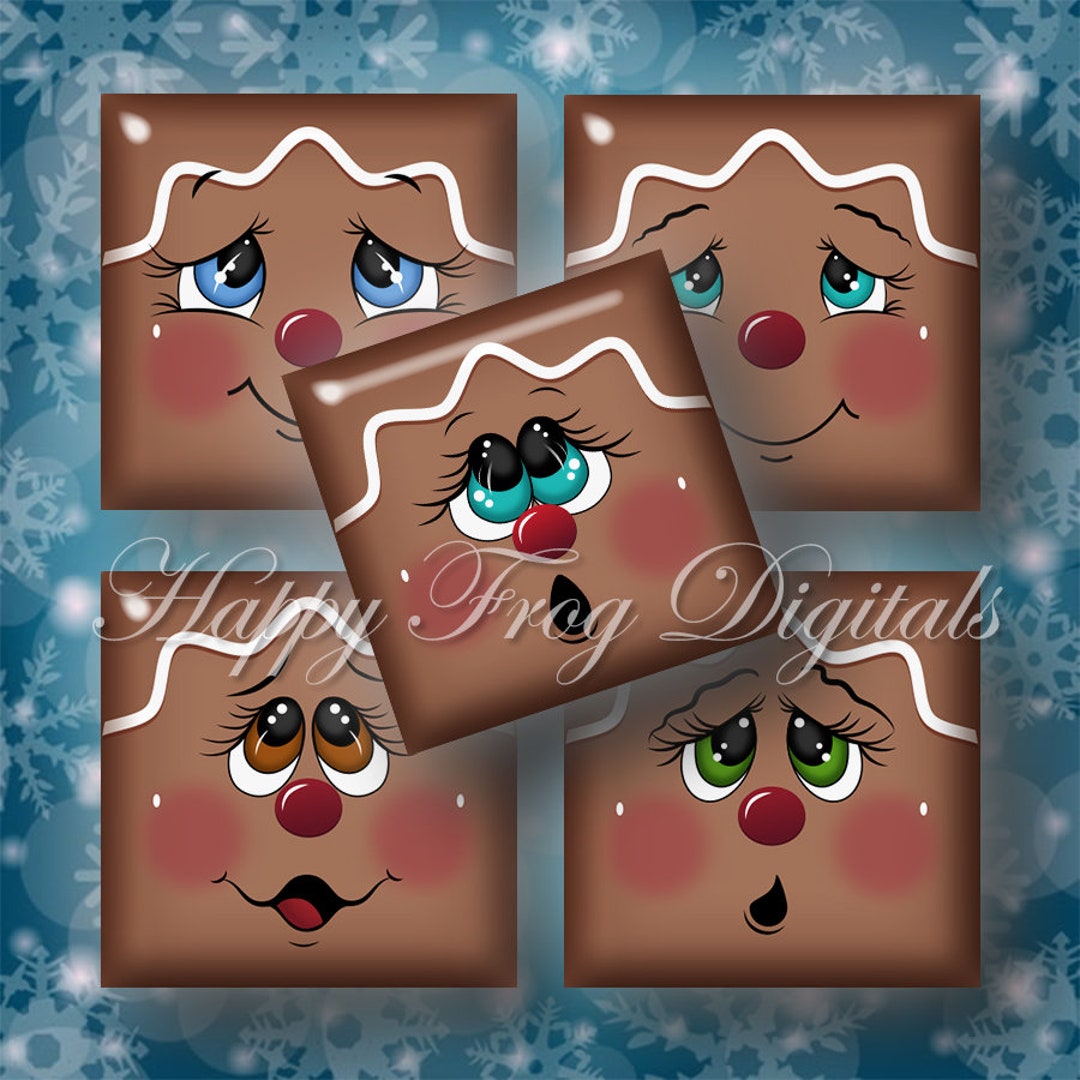 Gingerbread Man - 1.5"x1.5", 1"x1", 25x25 Mm Squares - Digital Collage ...