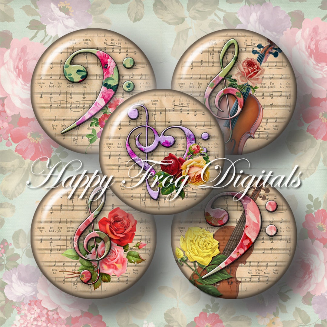 Treble Clef, Bass Clef - 1.5", 1", 25 Mm, 30 Mm Circles - Digital ...