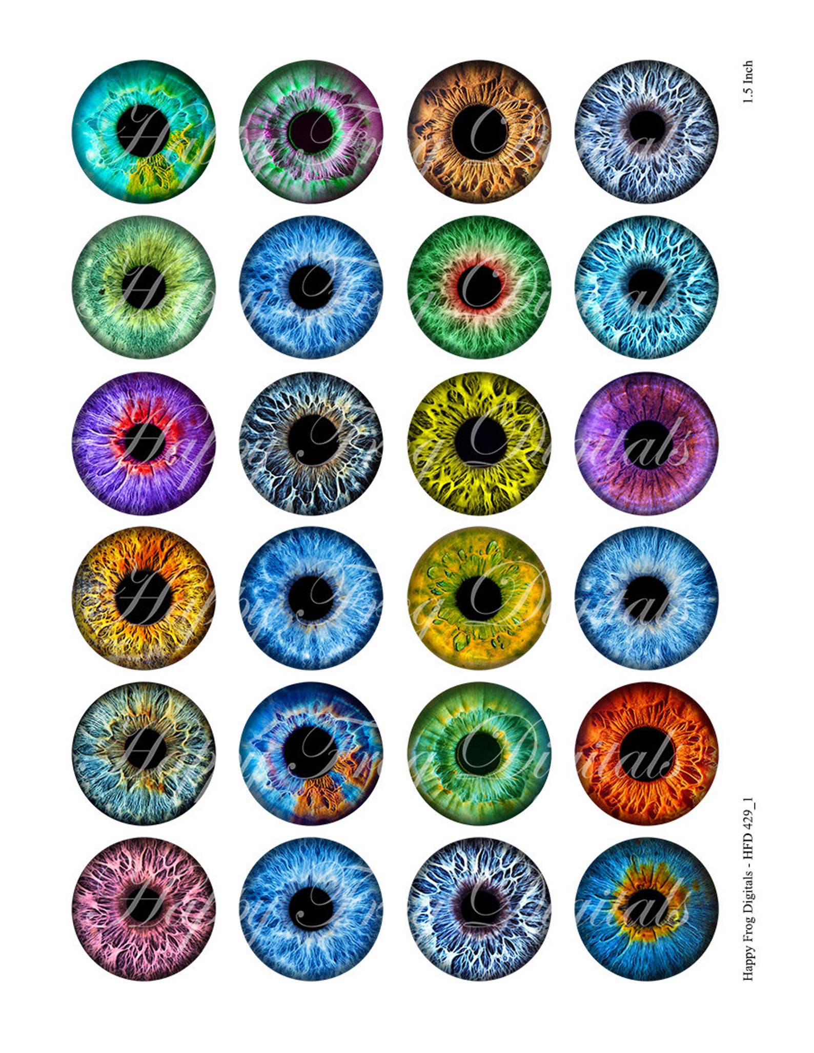 Eye Iris - 12, 14, 16, 18, 20 Mm Circles - Digital Collage Sheet - 429 ...