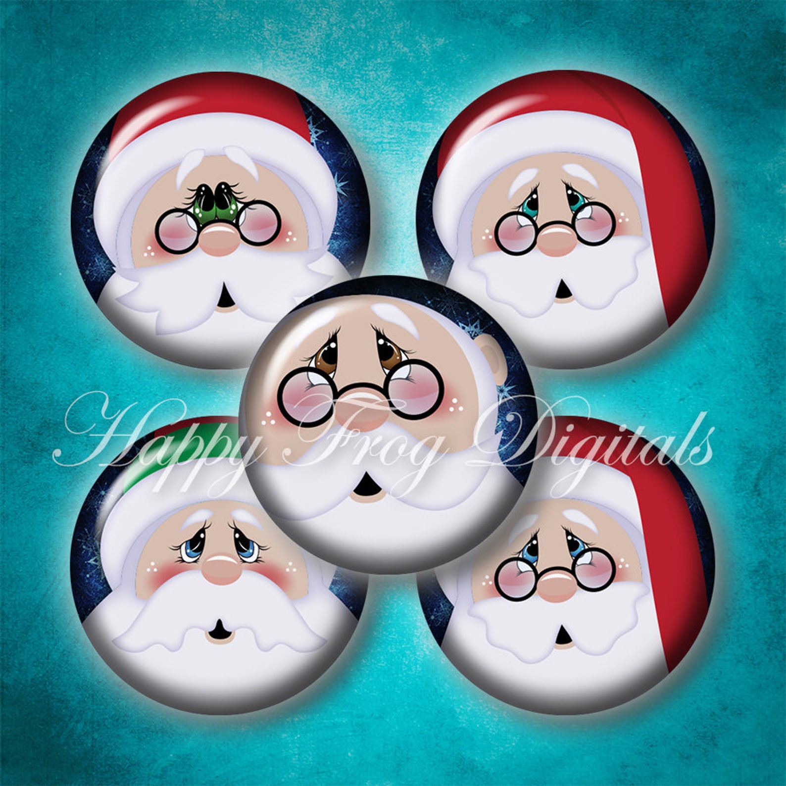 Santa Faces 1.5 1 30 Mm 25 Mm Circles - Etsy