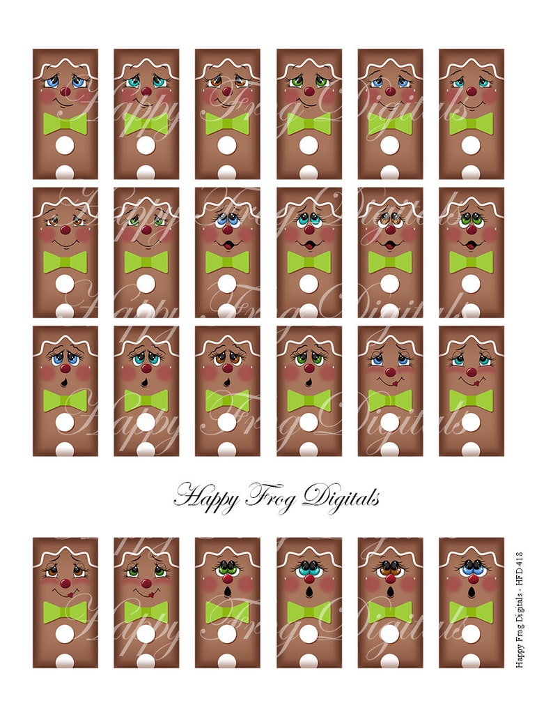 Gingerbread Man 1x2 Inch Digital Collage Sheet 418 HFD - Etsy