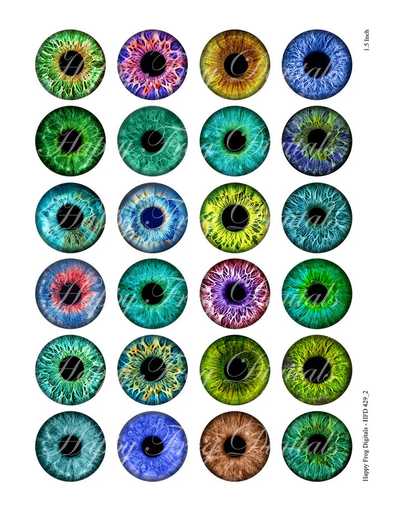 Eye Iris - 1.5", 1", 30 Mm, 25 Mm Circles - Digital Collage Sheet - 429 ...