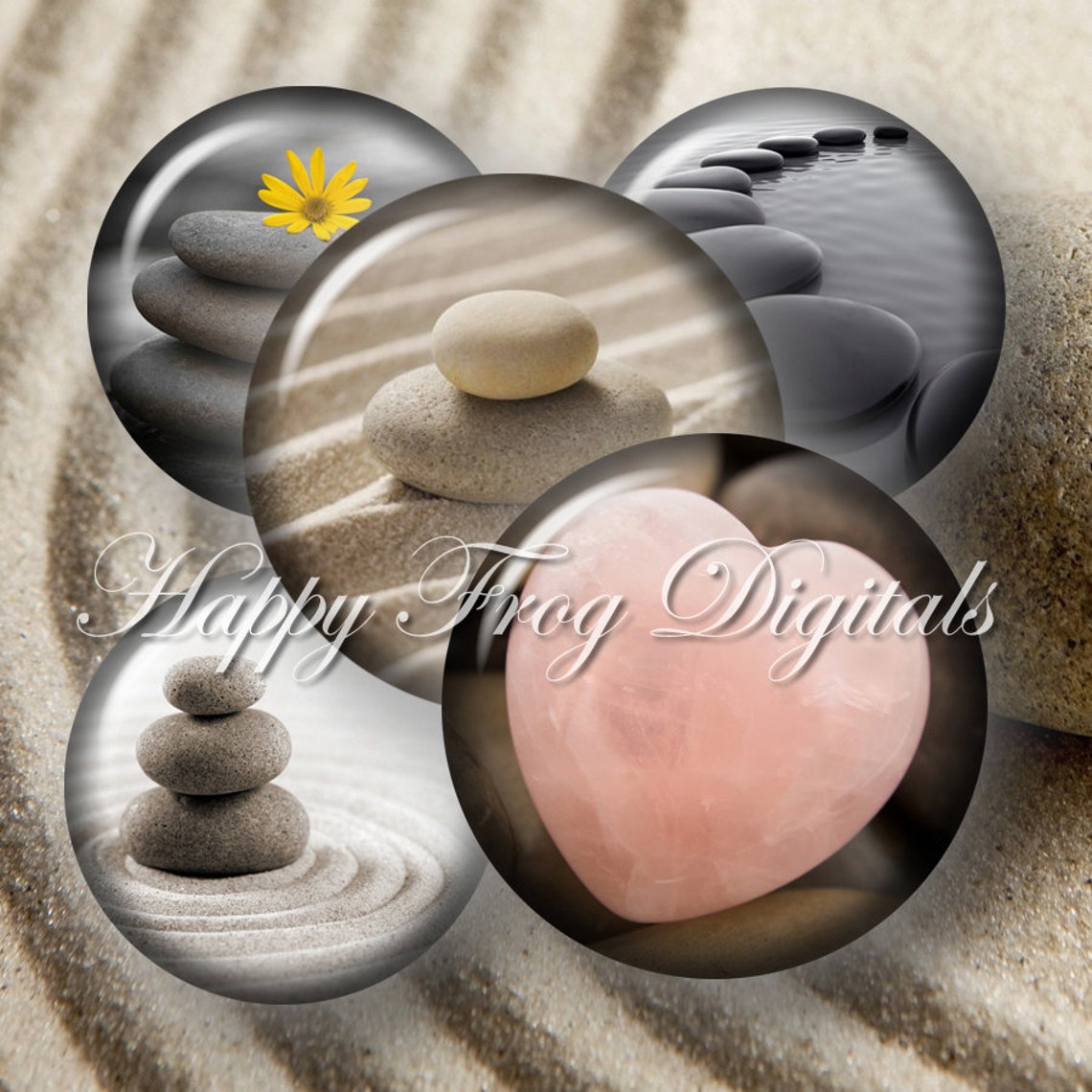 Zen Stones - 1.5", 1", 30 Mm, 25 Mm Circles - Digital Collage Sheet ...