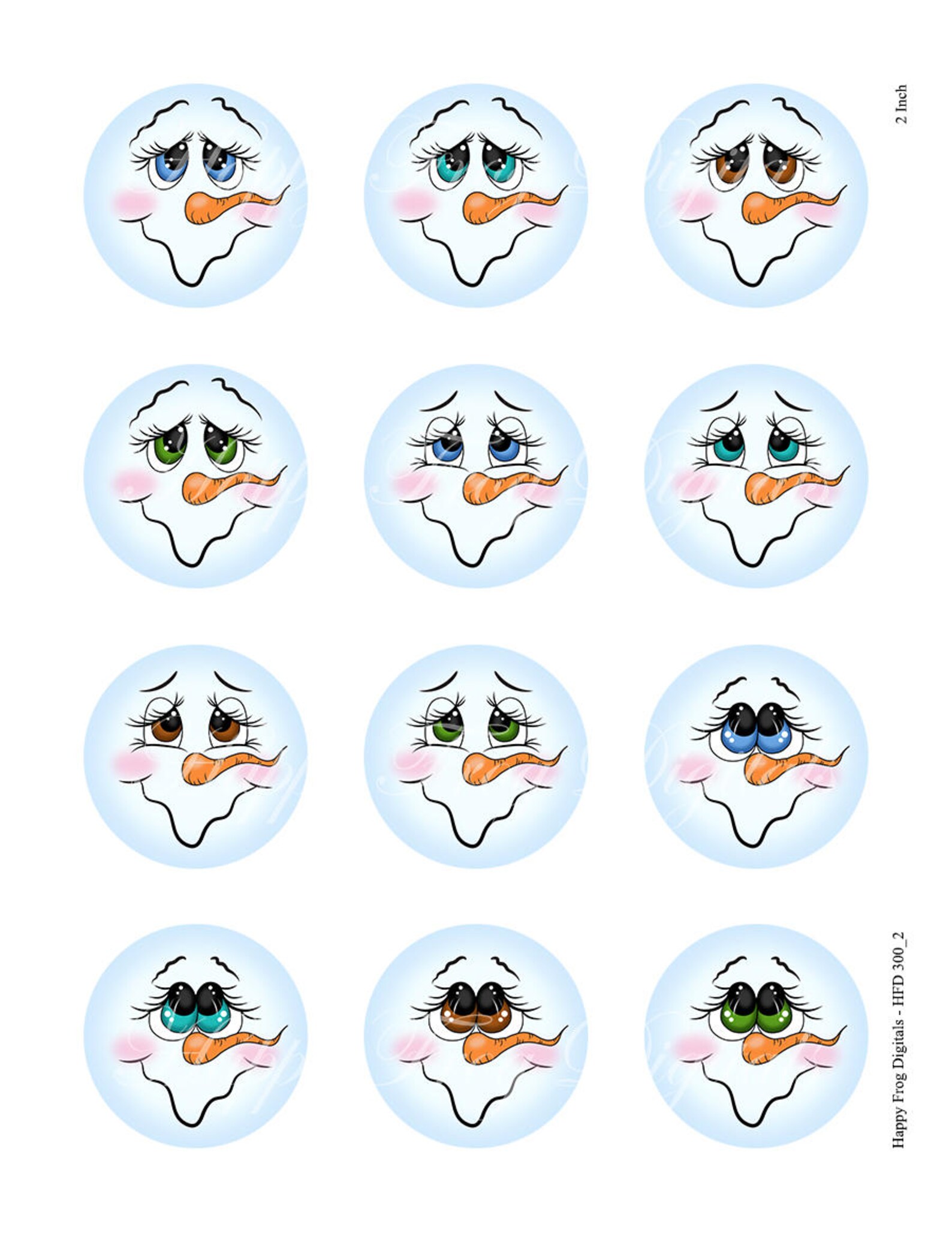 Snowmen Faces - Set 1 - 2.5", 2" - 300 HFD - Printable Download ...