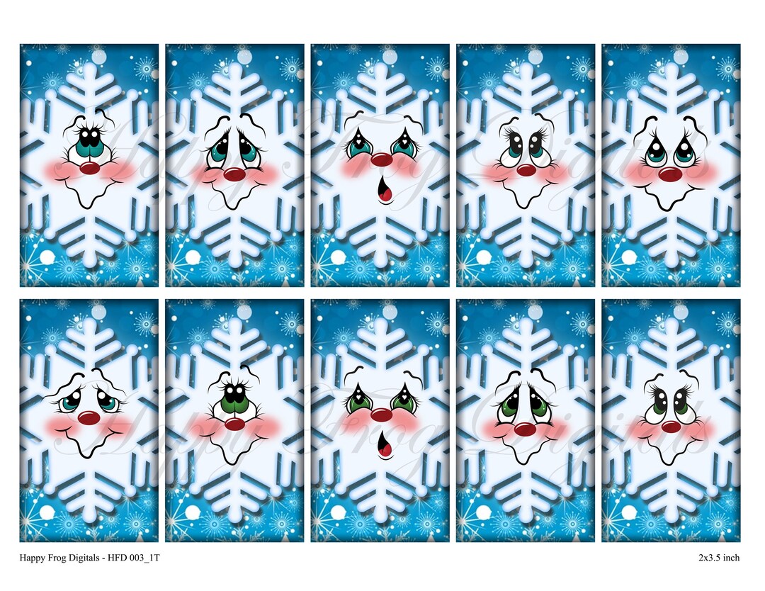 Snowflake Faces - 2x3.5 Inch - Digital Collage Sheet - 003 HFDT ...