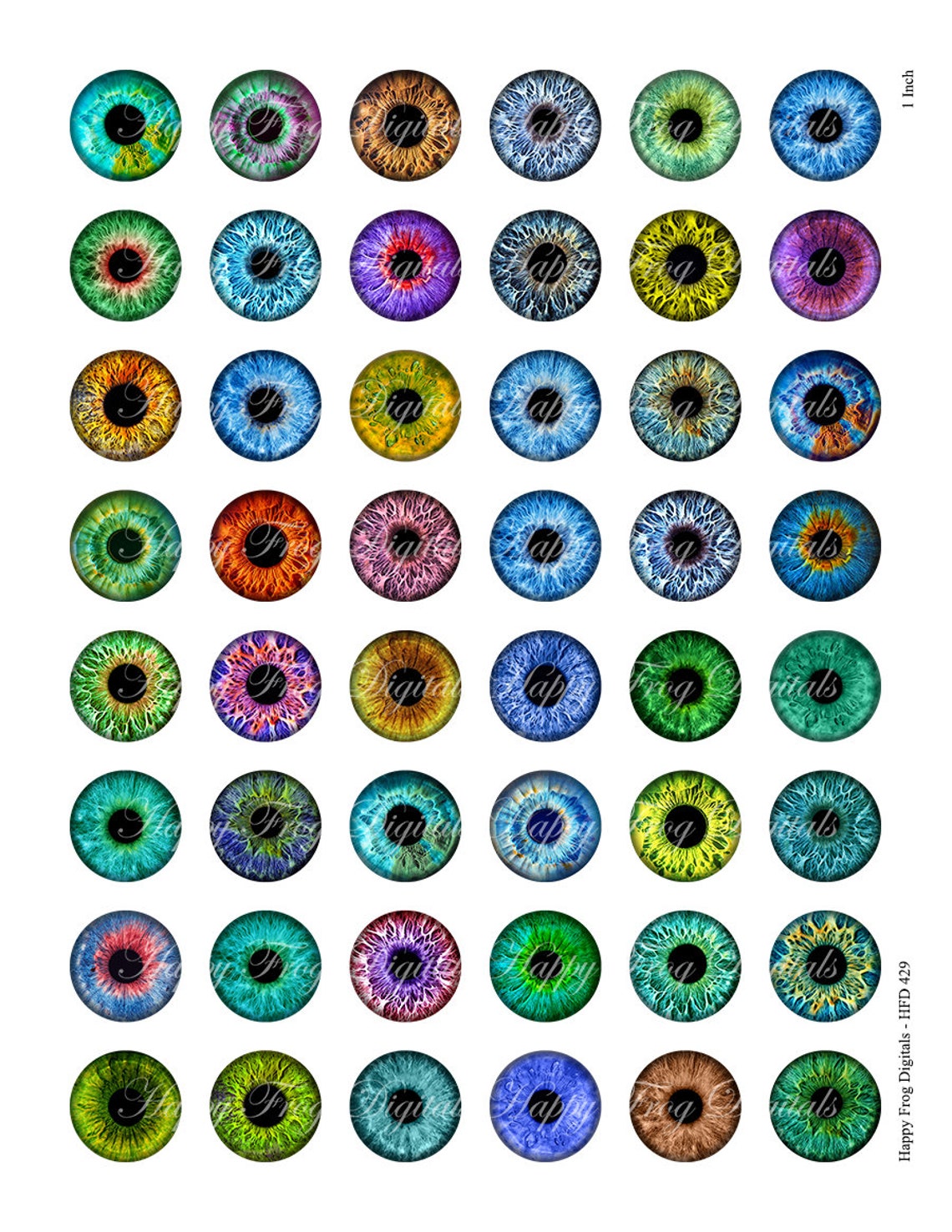 Eye Iris - 1.5", 1", 30 Mm, 25 Mm Circles - Digital Collage Sheet - 429 ...