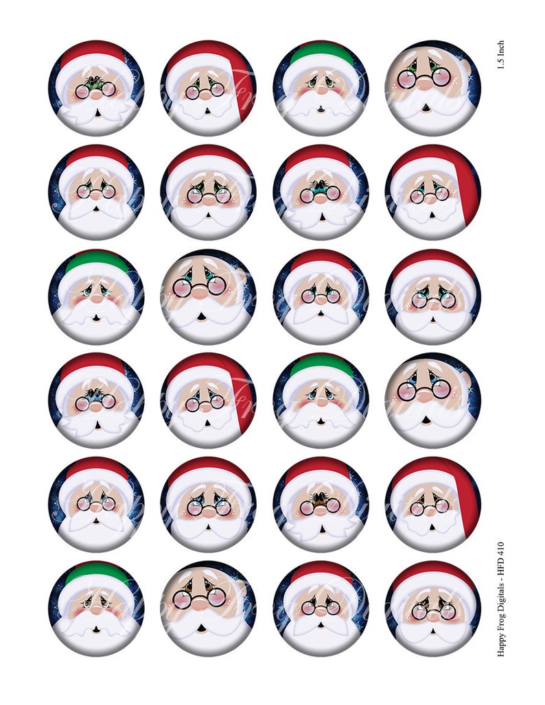 Santa Faces 1.5 1 30 Mm 25 Mm Circles - Etsy