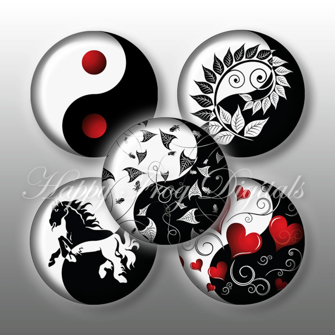 Yin and Yang - 12, 14, 16, 18, 20 Mm Circles - Digital Collage Sheet ...