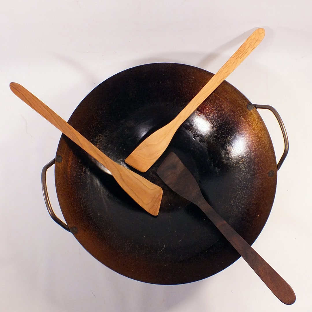 Wood Stir Fry Spatula - Long Handle - Maple, Walnut, or Cherry - 2 ...