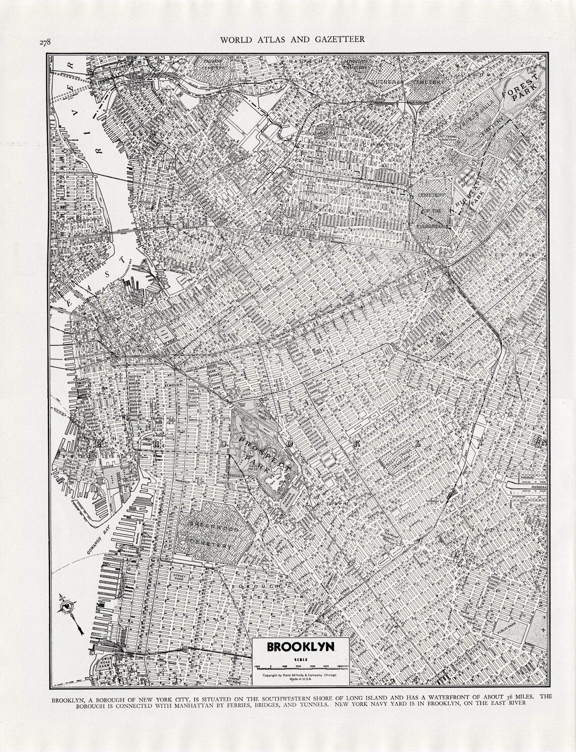 1940s BROOKLYN City Map New York City 11x14 Vintage NYC Map - Etsy