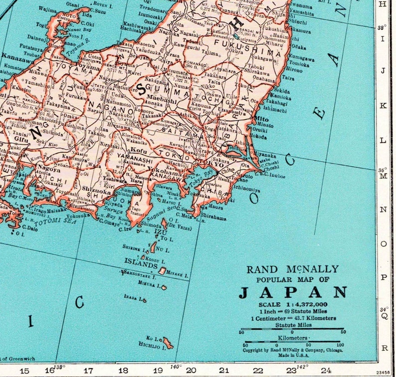 1940s JAPAN Map 14x11 Vintage 1944 Map World War II Era - Etsy