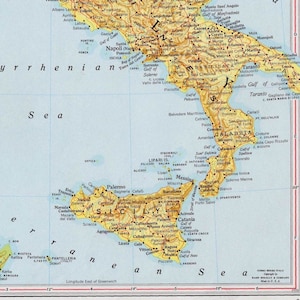 1950s ITALY Map, 11x14 Vintage European Map, Italian Road Map, Vintage ...