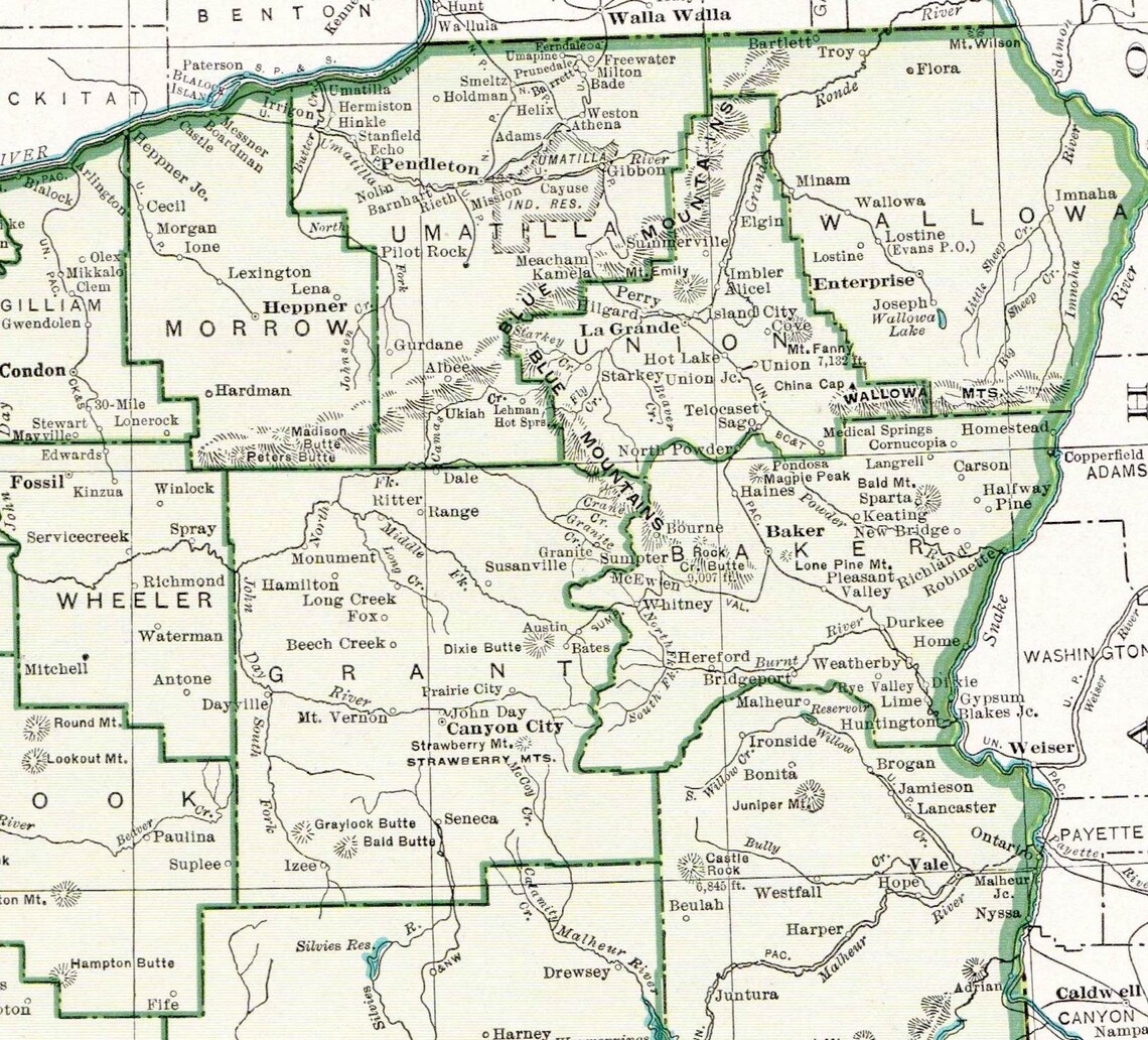 1940s OREGON STATE Map 14x11 Vintage Map United States | Etsy