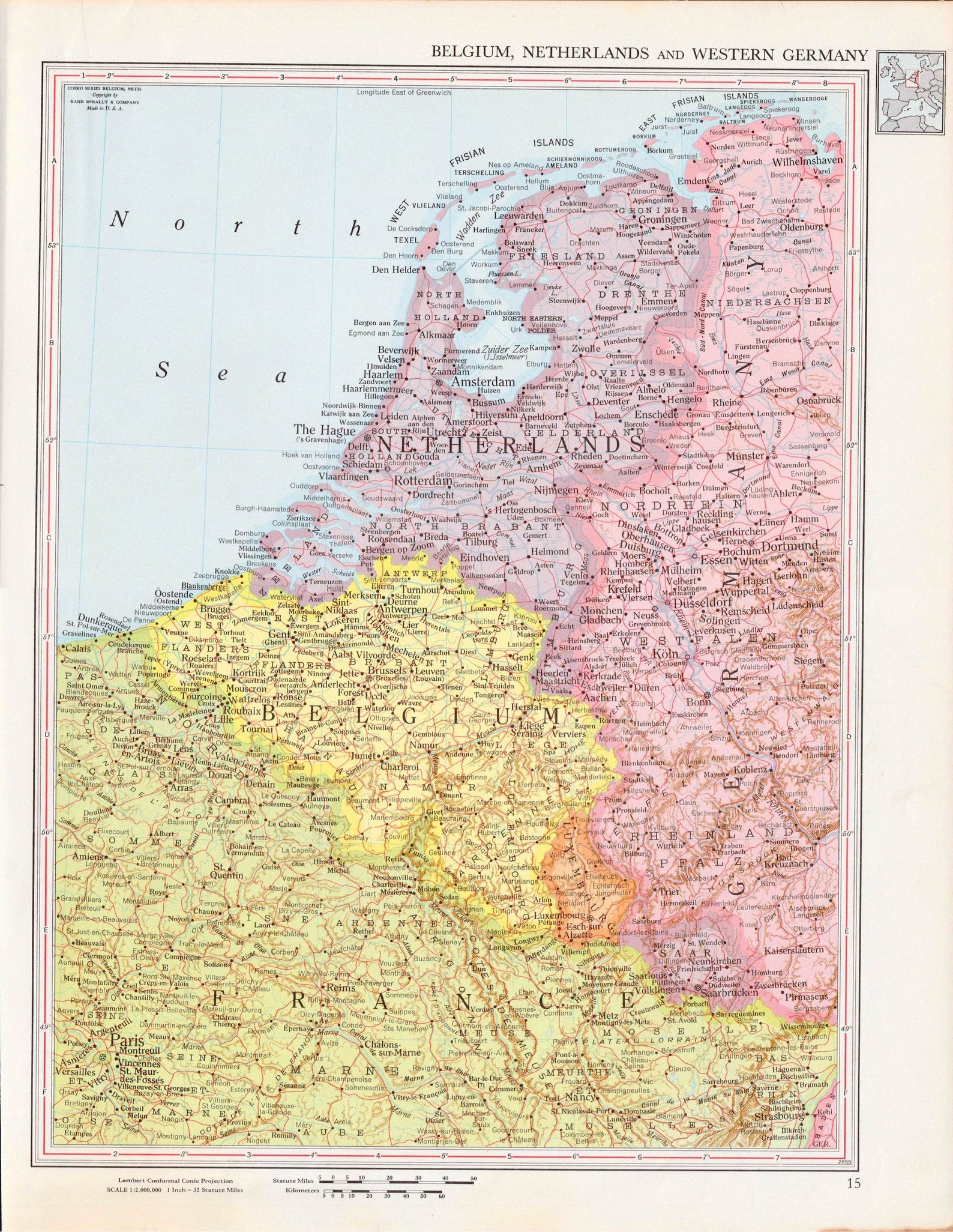 GERMANY Vintage Map 11x14 Map from 1950s Rand McNally Atlas | Etsy