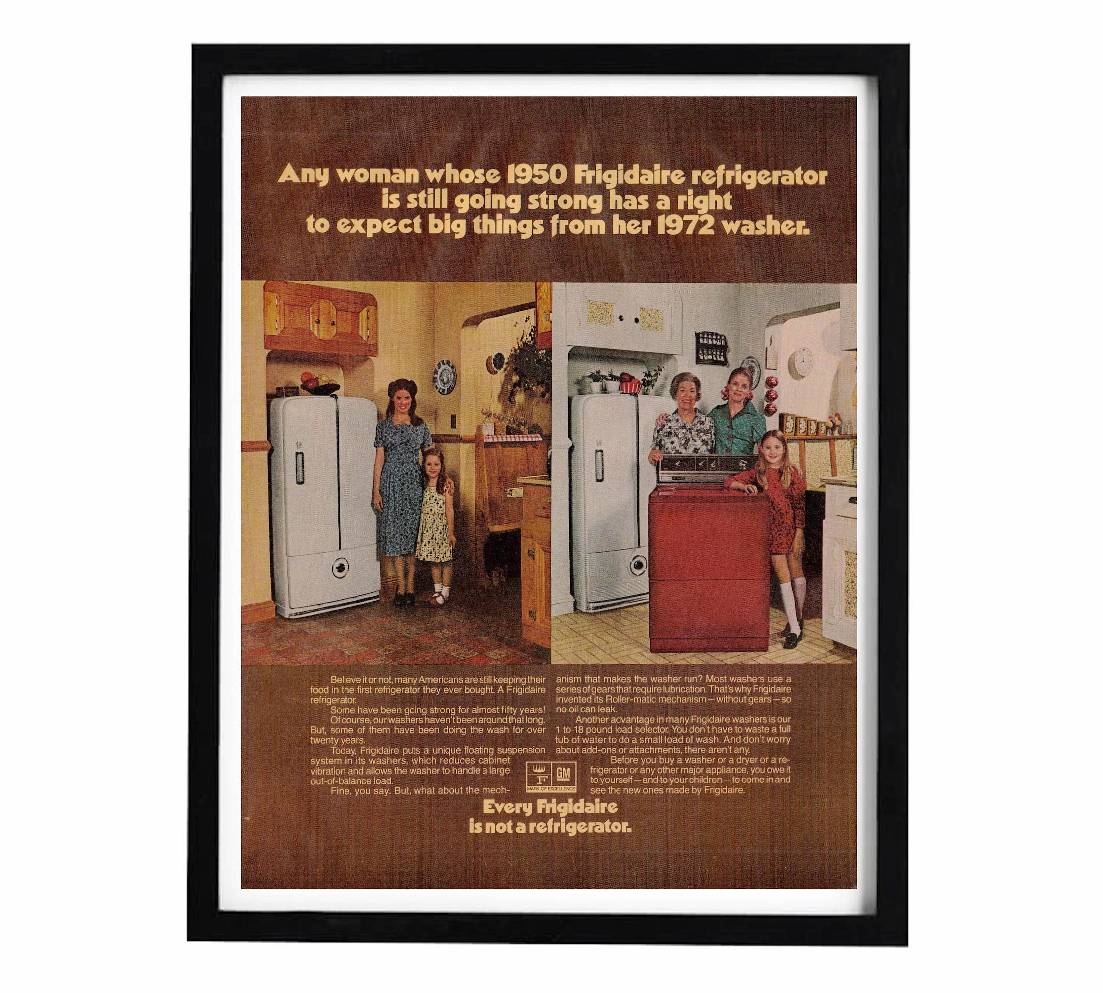 Collectibles 1970s FRIGIDAIRE REFRIGERATOR Retro Decor Wall Art Women ...