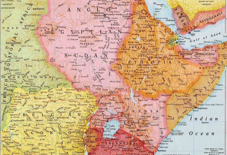 1950s NE AFRICA Map 11x14 Vintage Map From 1950s Atlas - Etsy Australia