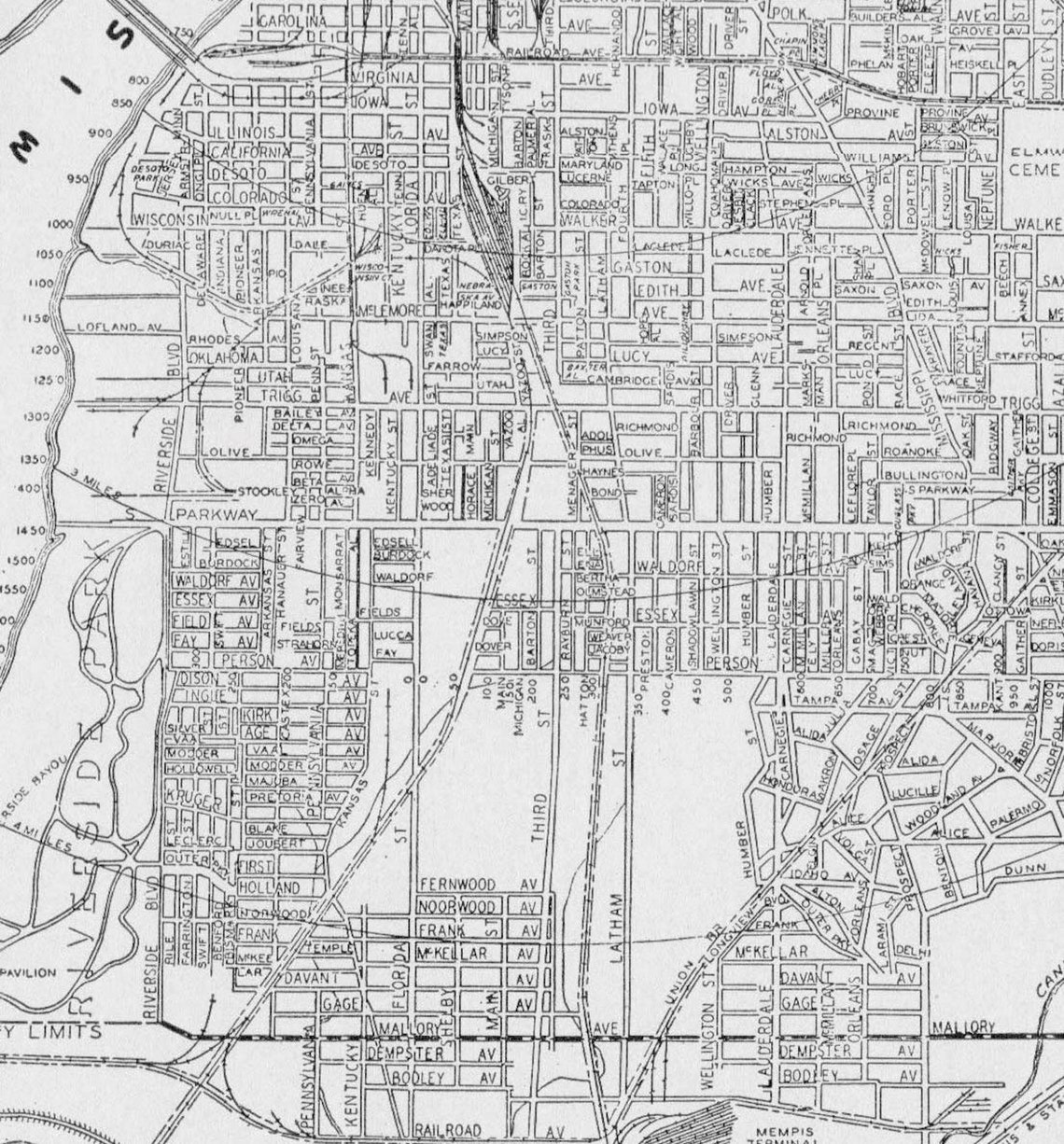 1940s MEMPHIS TENNESSEE Street Map 11x14 Vintage City Map | Etsy