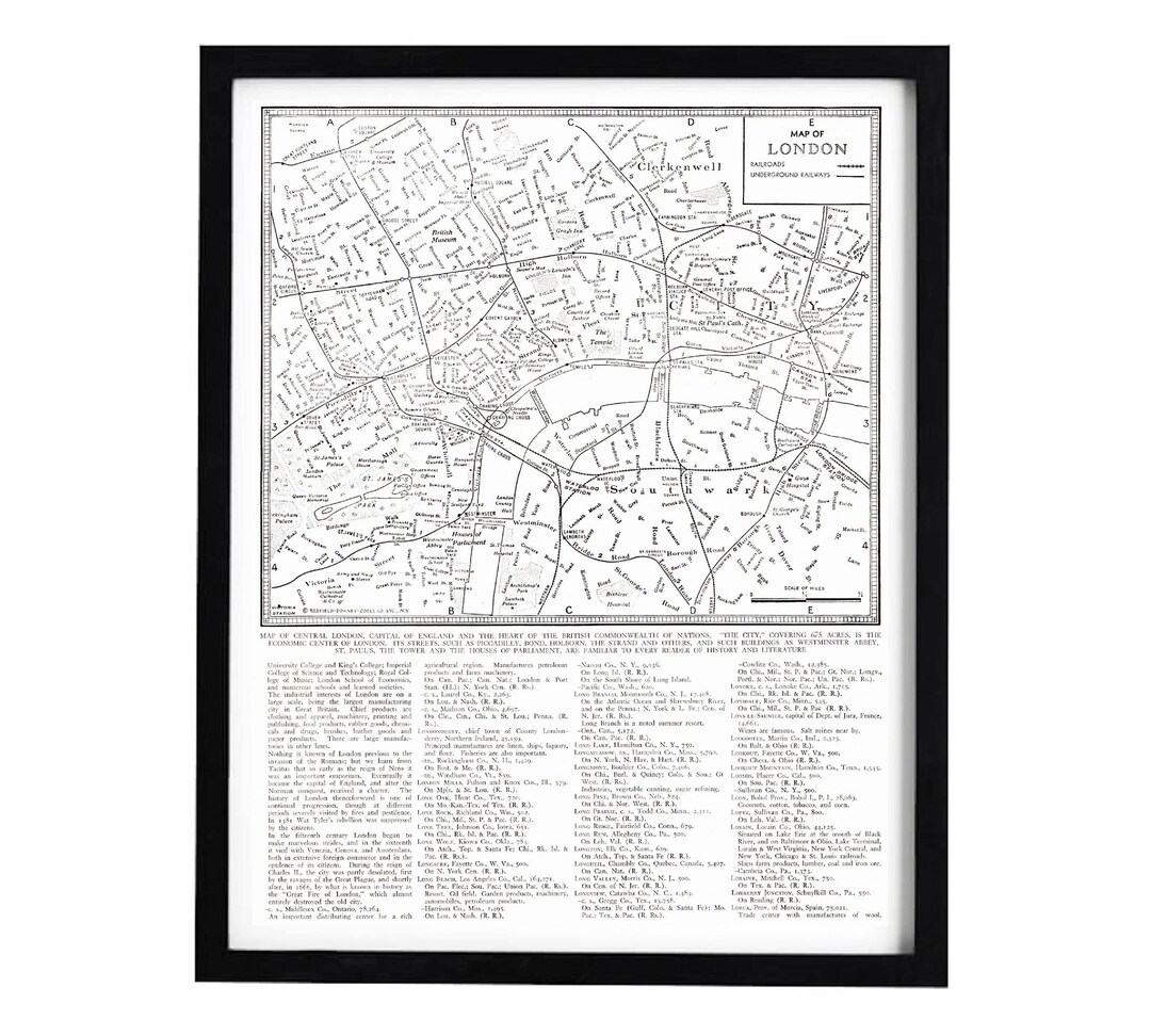 1940s LONDON City Map, 11x14 City Map, England 1944 World War II Era ...