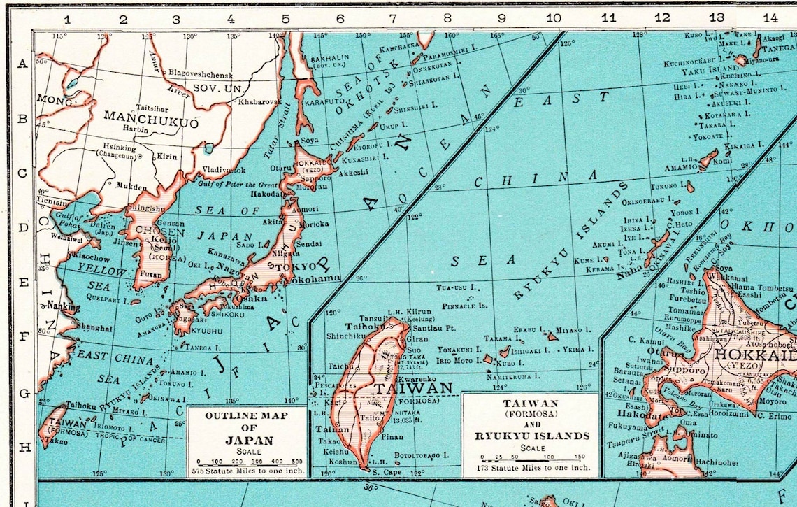1940s JAPAN Map 14x11 Vintage 1944 Map World War II Era - Etsy