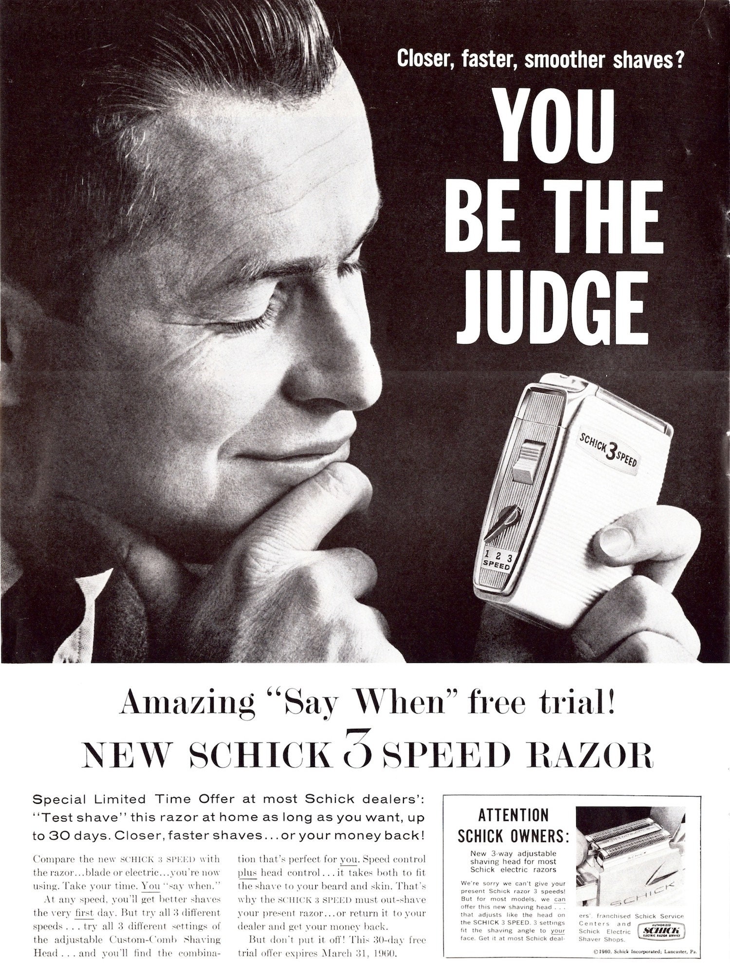 complete A vintage retro Shick advertising electric razor for use or ...