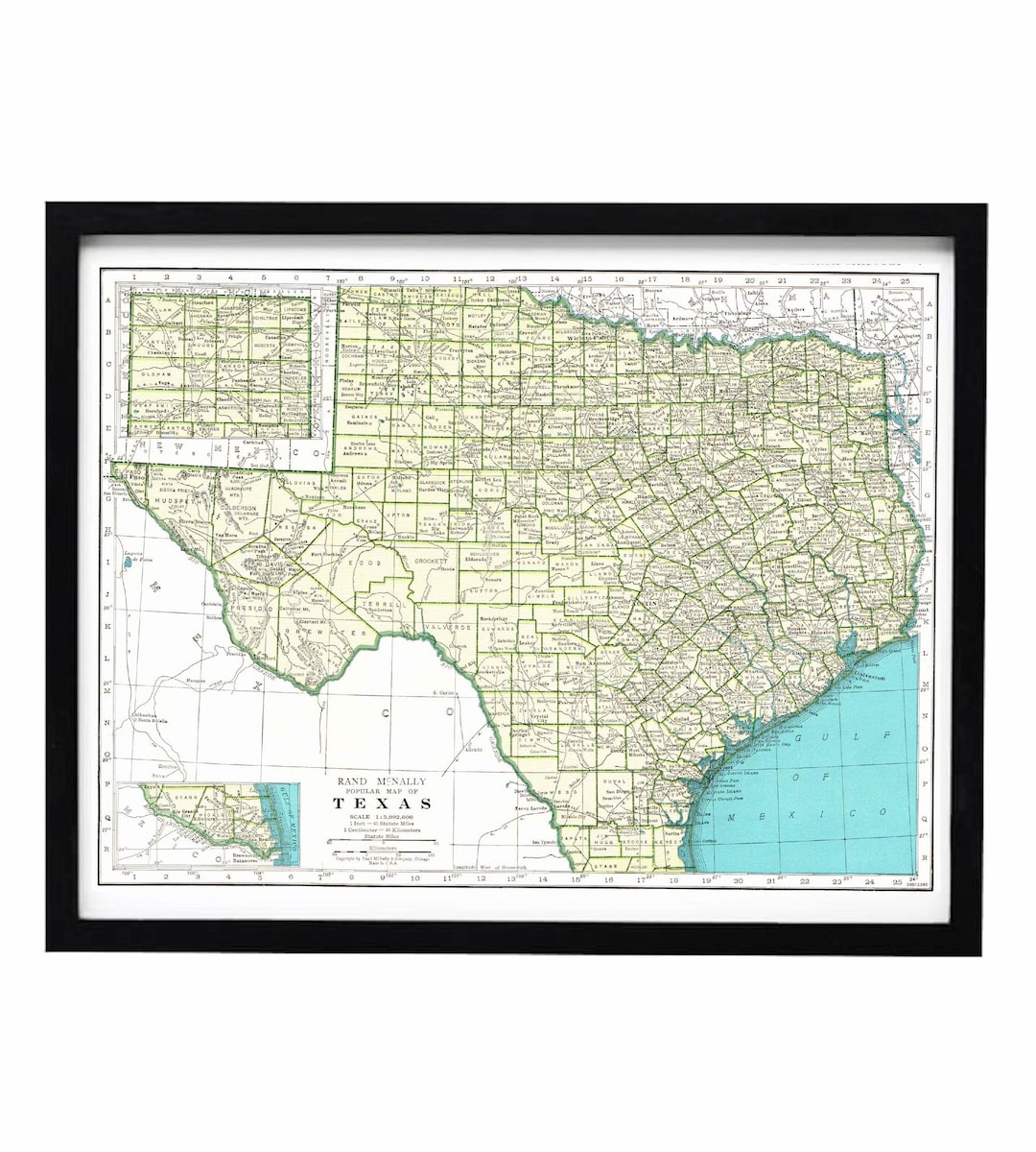 Vintage TEXAS STATE MAP, 14x11 Map From 1944, United States, Texas Home ...