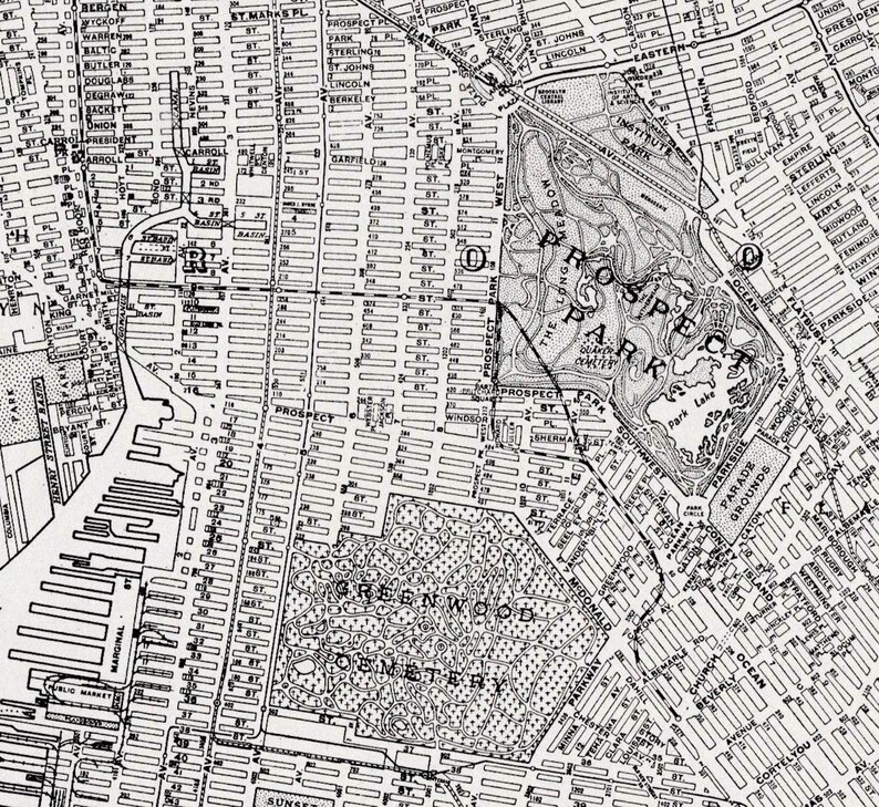 1940s Brooklyn City Map New York City 11x14 Vintage Nyc Map Etsy